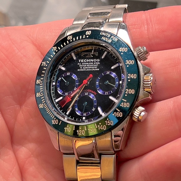 Technos | Accessories | Technos Chronograph Quartz Watch Mens Blue Red ...